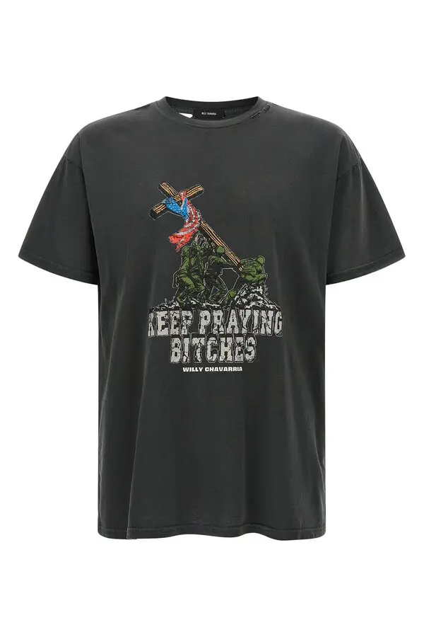 WILLY CHAVARRIA Keep Praying Bitches" T-shirt - Black