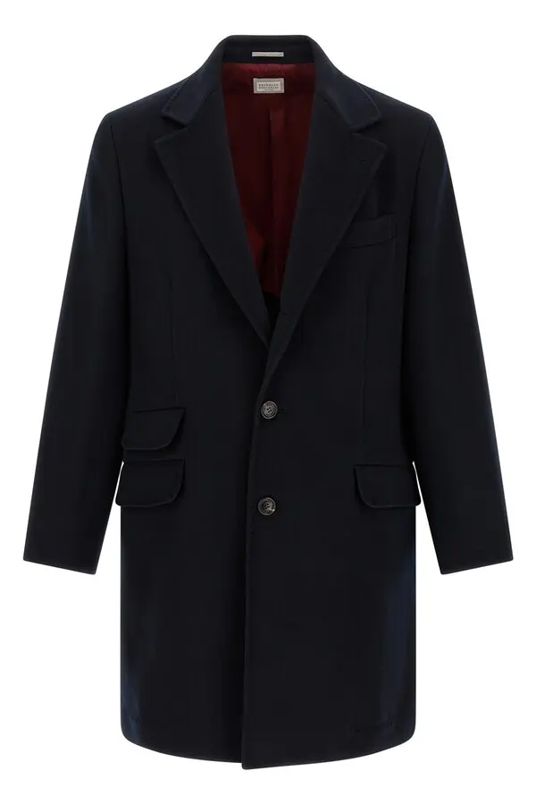 Brunello Cucinelli Luxurious Virgin Wool Beaver Coat - Blue