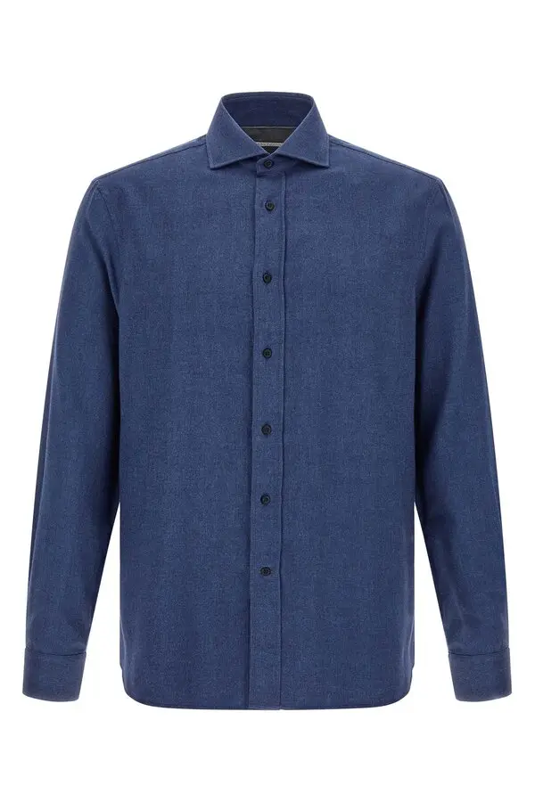 Brunello Cucinelli Herringbone Shirt - Blue