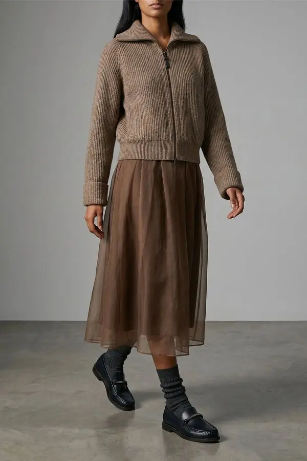 Brunello Cucinelli Cardigan 'shiny Zipper Pull