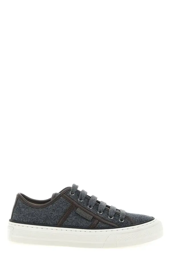 Brunello Cucinelli Shiny Tab' Sneakers - Gray