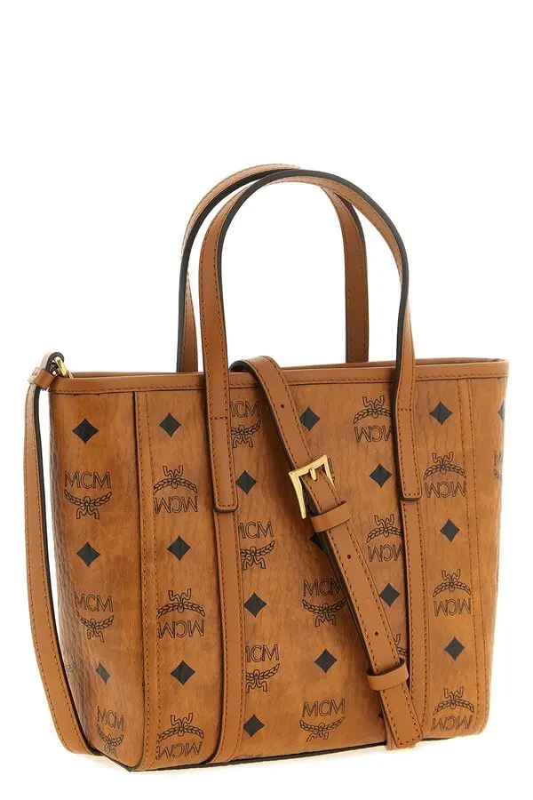 Mcm Toni Mini Shopper Bag With Visetos Monogram - Brown