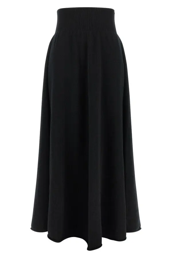Extreme Cashmere Maxi Skirt With Ribbed Waistband - Black