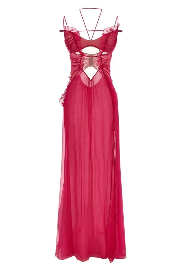 NENSI DOJAKA Gown With Cut-out Details - Fuchsia