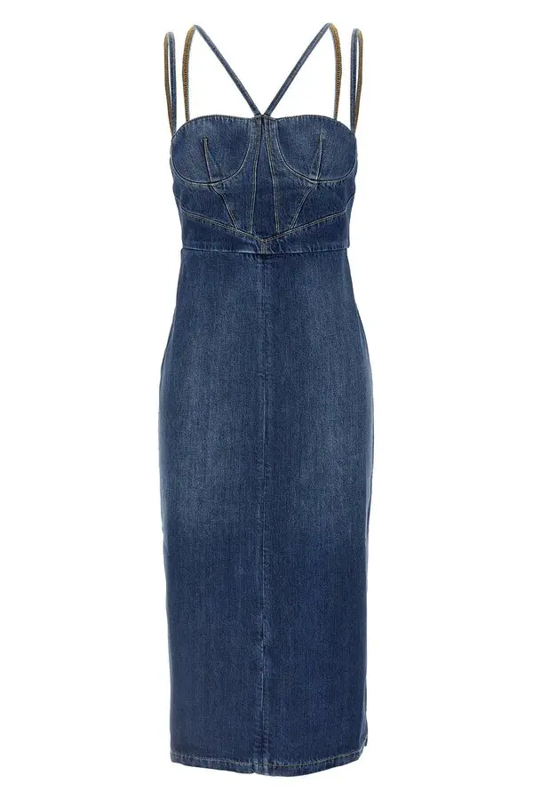NENSI DOJAKA Dress 'corset Midi With V-straps - Blue