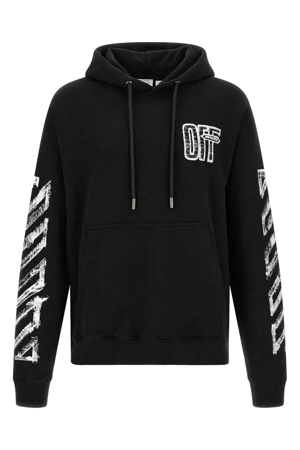 Off-White Hoodie With Textured Motion Arrow Graphics