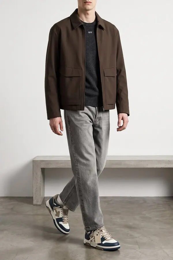 Off-White Crewneck Sweater With Textured Intarsia