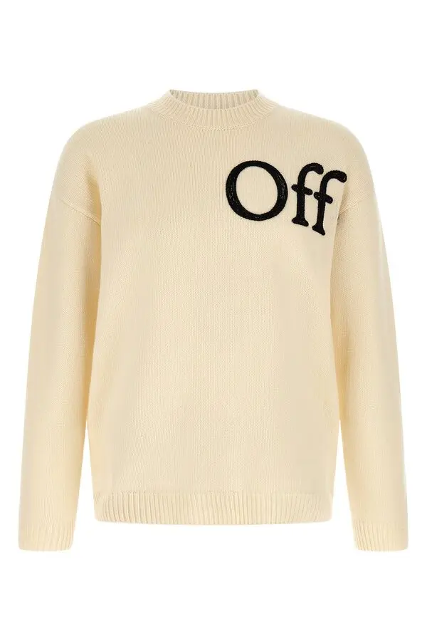Off-White Crewneck Sweater + Contrast Logo