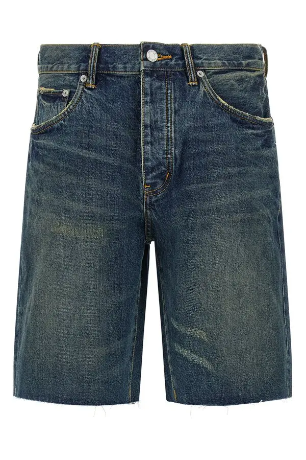 PURPLE BRAND Denim Bermuda Shorts With Raw Hem