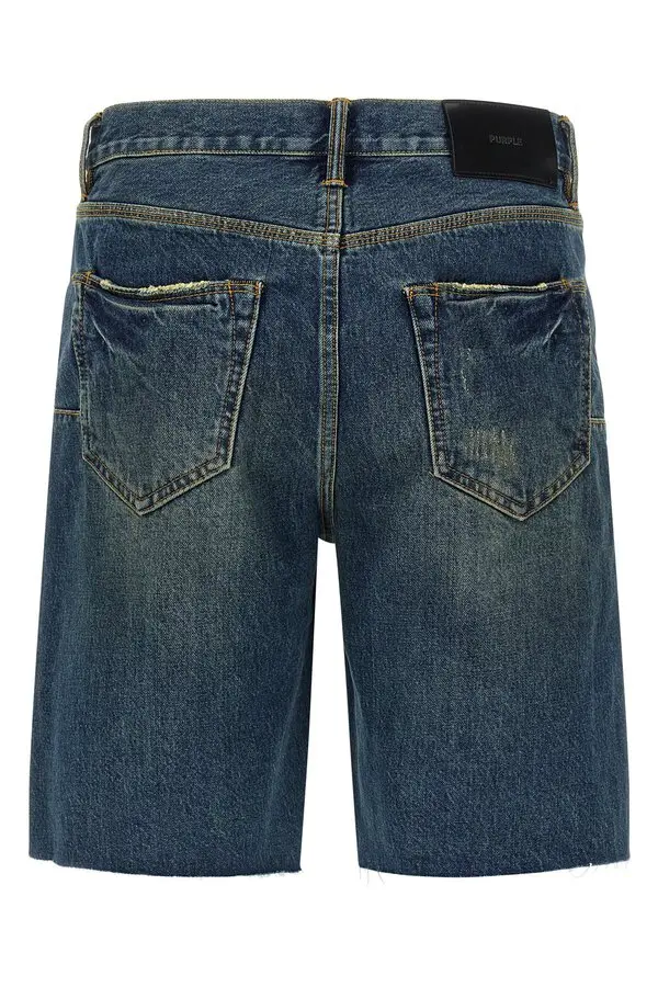 PURPLE BRAND Denim Bermuda Shorts With Raw Hem