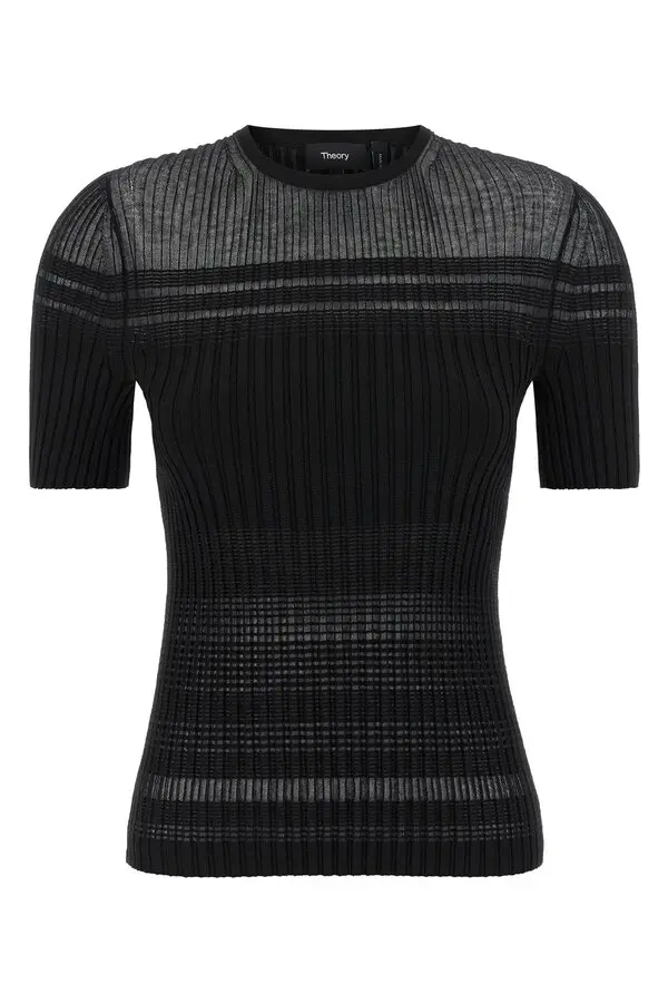 Theory Sheer Stripe' T-shirt - Black