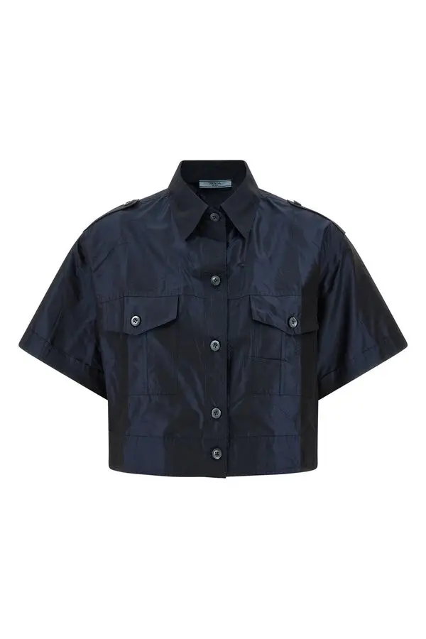Prada Silk Shirt With Structured Epaulettes