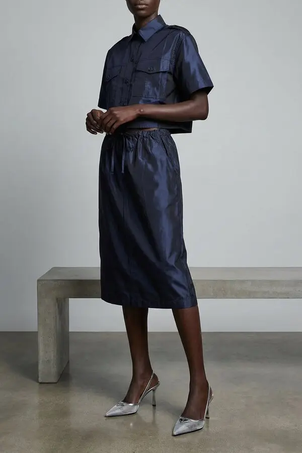 Prada Silk Shirt With Structured Epaulettes