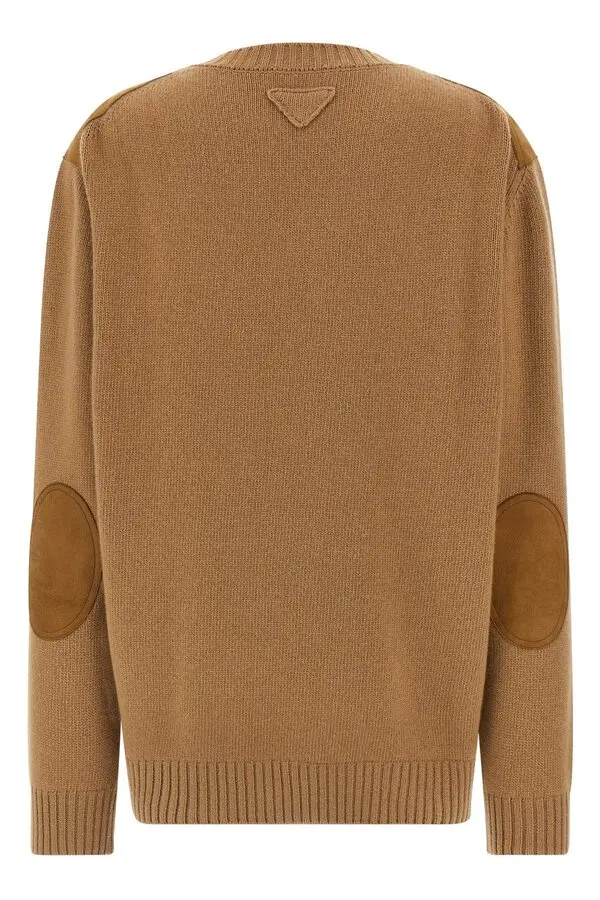 Prada Sweater 'v-neck In Suede And Cashmere