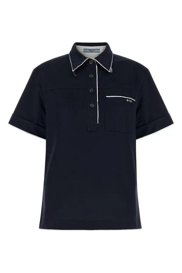 Prada Double-layer Cotton Polo Shirt - Blue