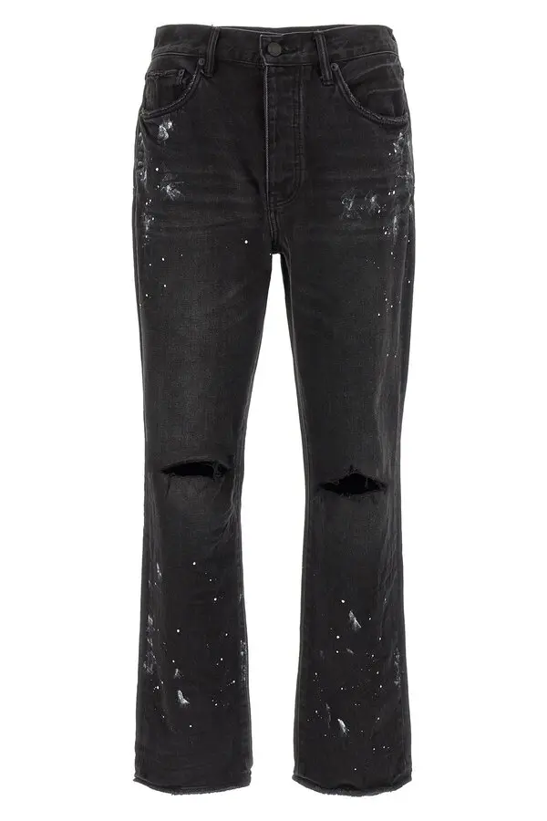 PURPLE BRAND Brand Jeans P011 Knee Slit Paint - Black