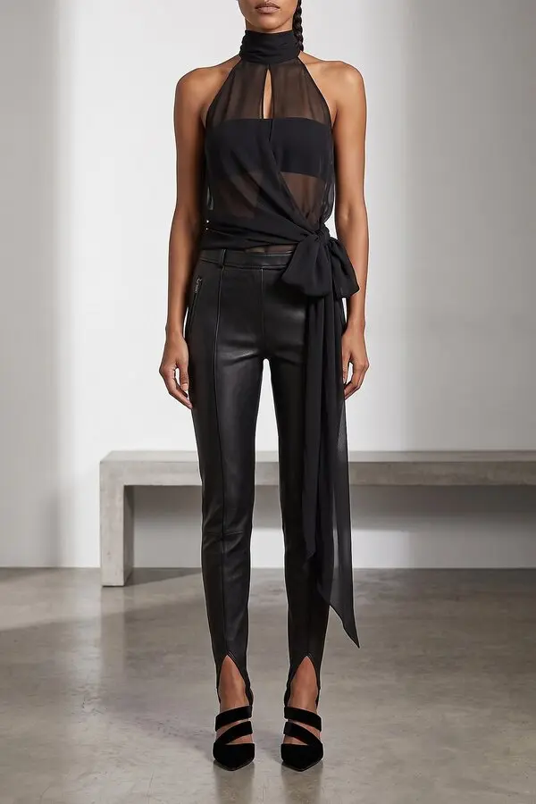 Balmain Leather Stirrup Trousers