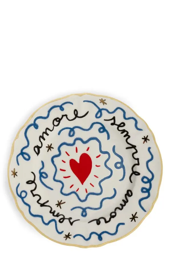 BITOSSI Cuore' Small Plate With Gold Detailing