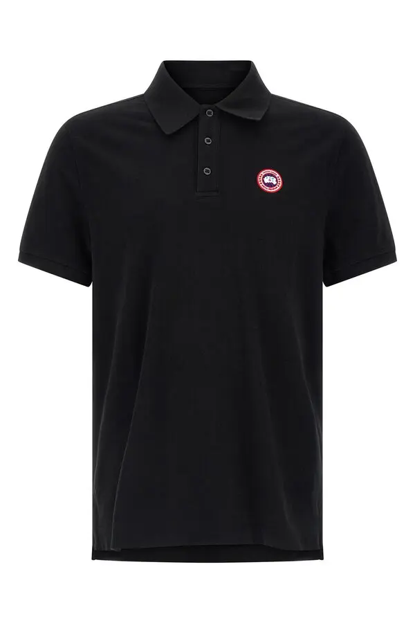 Canada Goose Cotton Piqué Polo With Logo Patch - Black