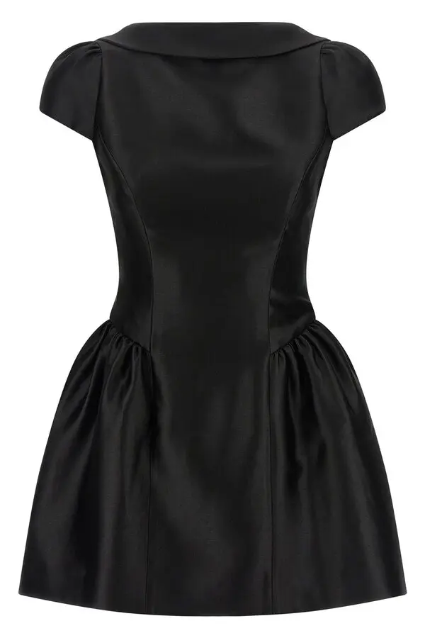 SELF-PORTRAIT Folded Collar Mini Dress - Black