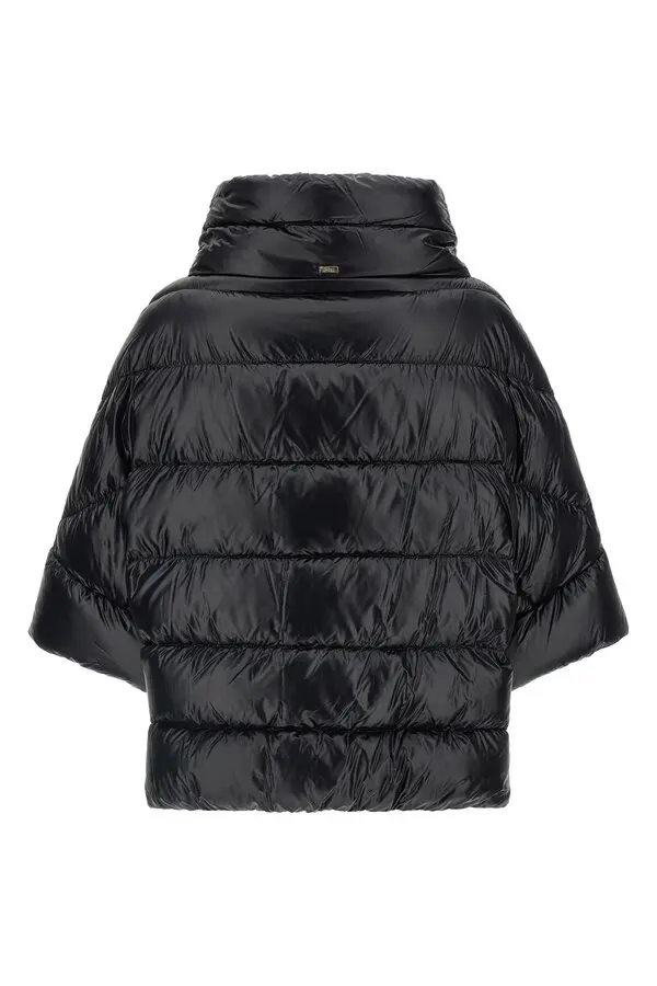 Herno Cape-style Puffer Jacket With Knit Cuffs