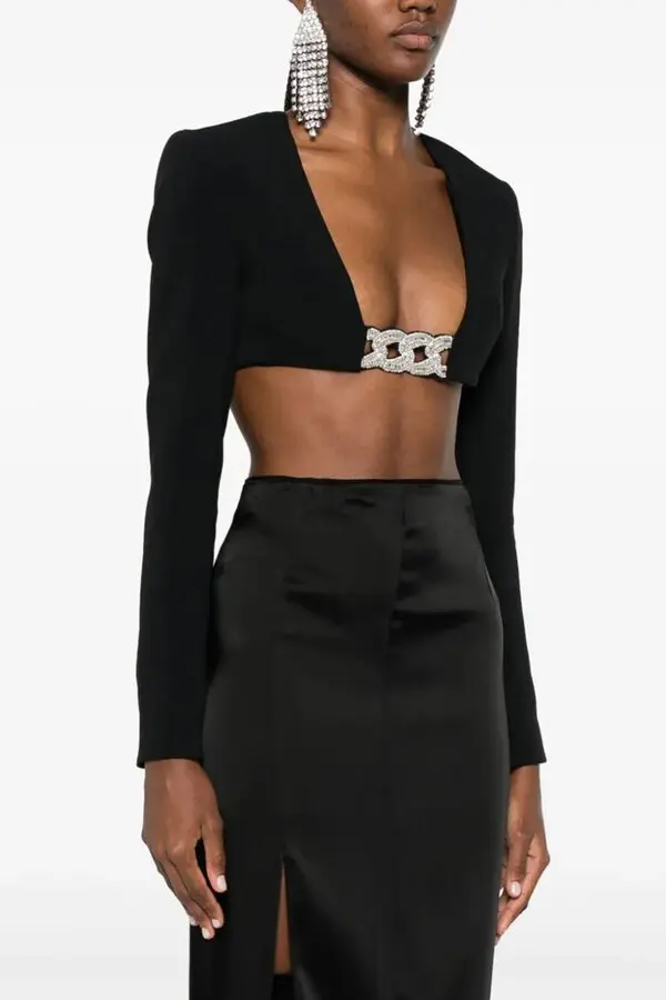 David Koma Top '3d Crystal Chain And Square Neck