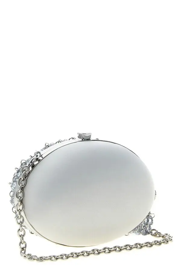SELF-PORTRAIT Oval Clutch With Crystal Mesh