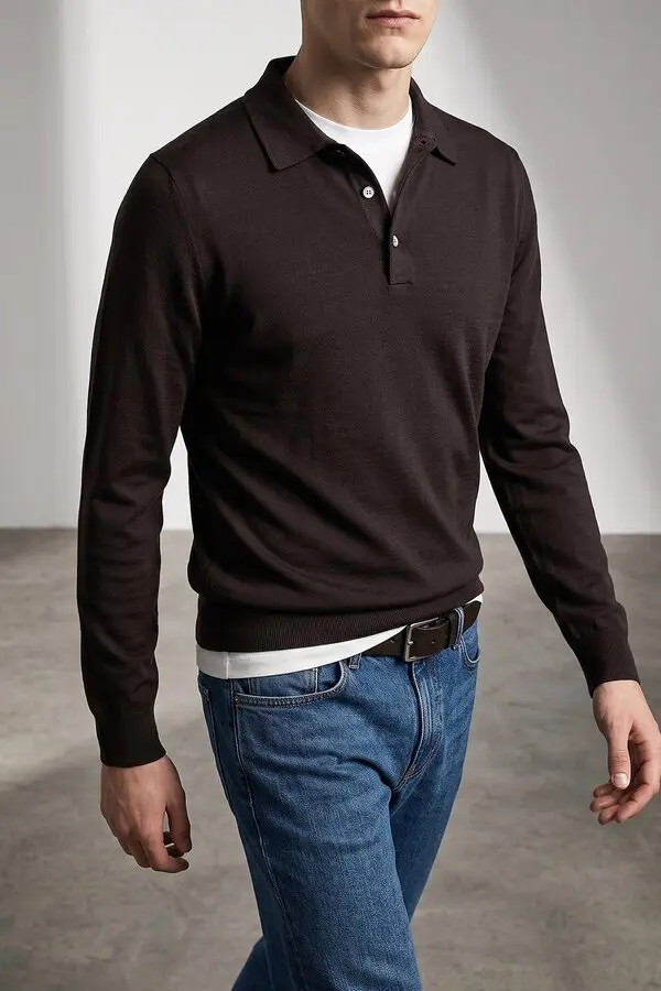 LARMERI STUDIO Fine-knit Polo Shirt