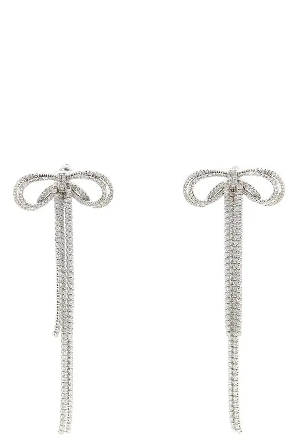 SELF-PORTRAIT Earrings With Cascading Crystals - Silver