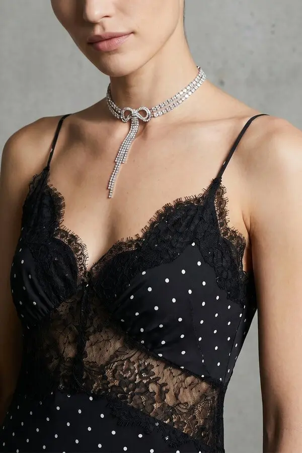 SELF-PORTRAIT Double Crystal Bow Necklace
