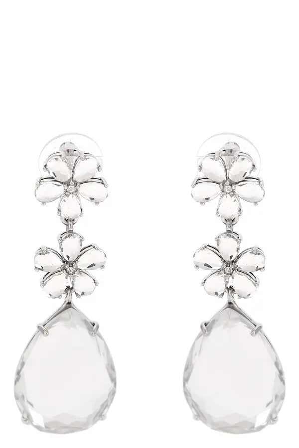 SELF-PORTRAIT Earring With Teardrop Pendant - Silver