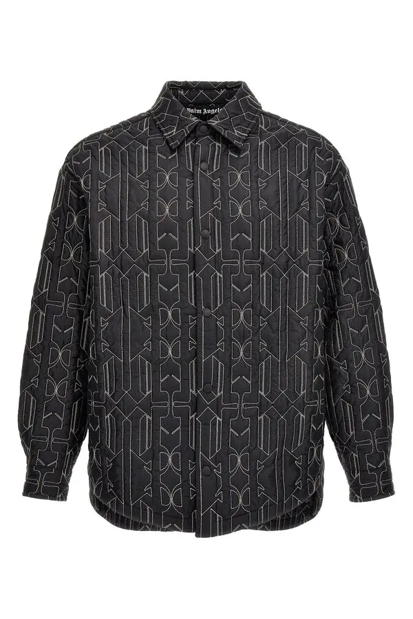 Palm Angels Overshirt 'all Monogram Quilted