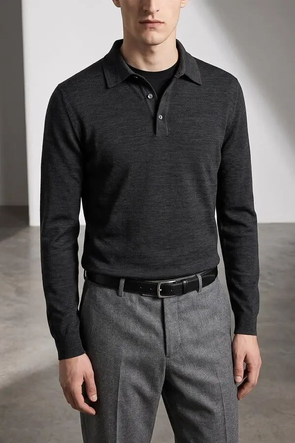 LARMERI STUDIO Fine-knit Polo Shirt