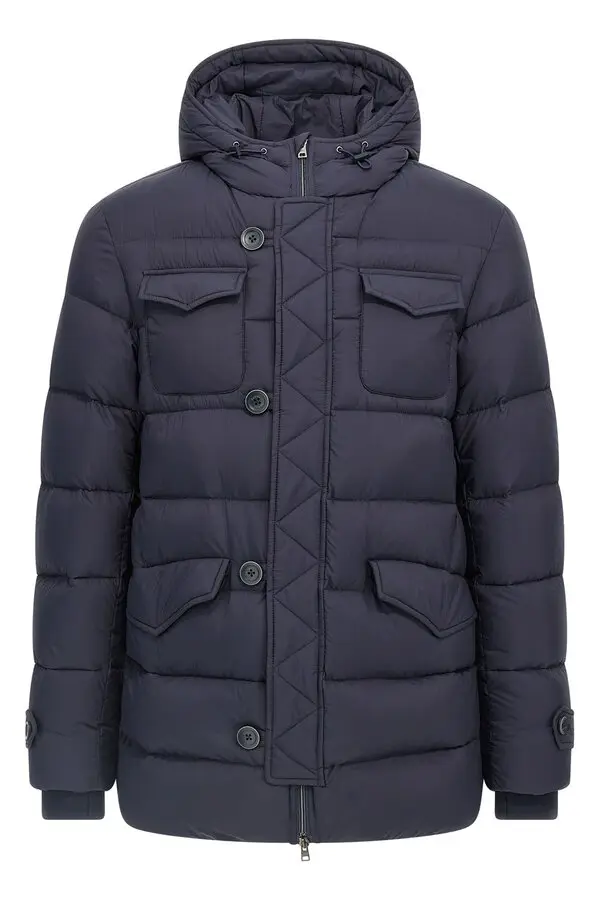 Herno Parka With Quilted Details - Blue