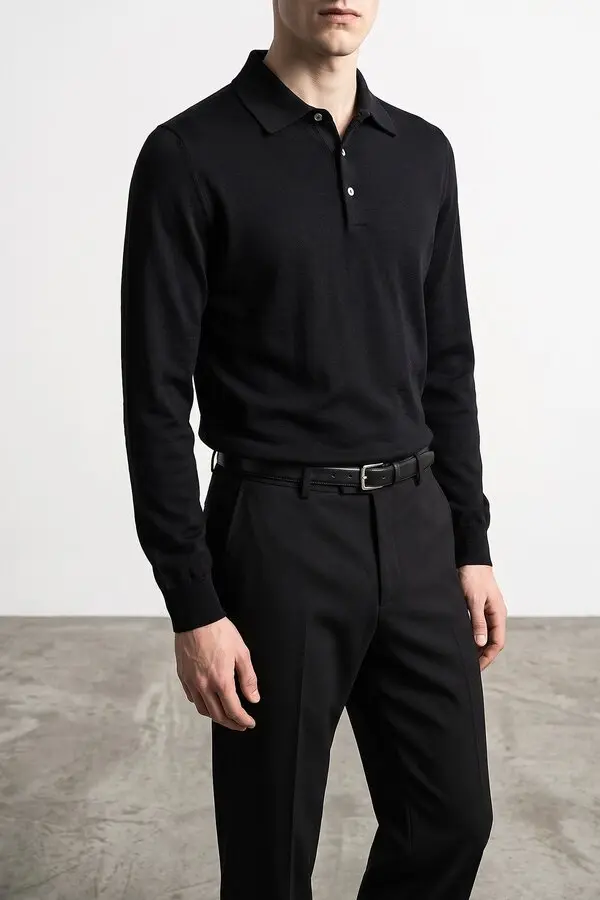 LARMERI STUDIO Finely Knitted Polo Shirt