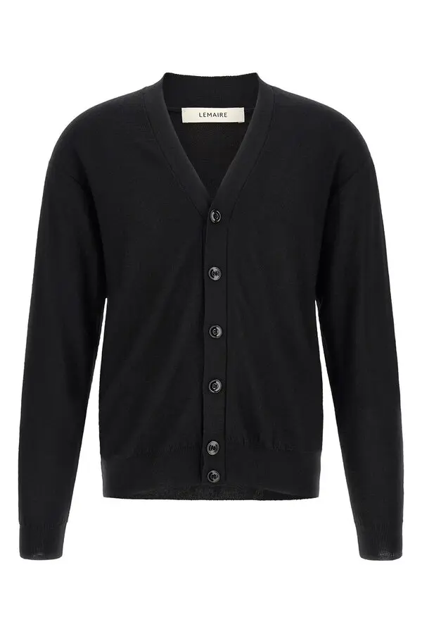 LEMAIRE Cardigan Asymmetric Placket - Black
