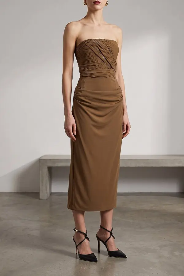 Magda Butrym Strapless Dress Draped Detail