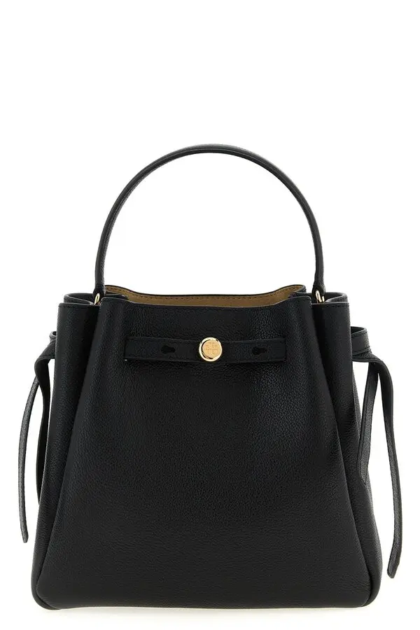 Tory Burch Bucket Bag With Logo Button - Black