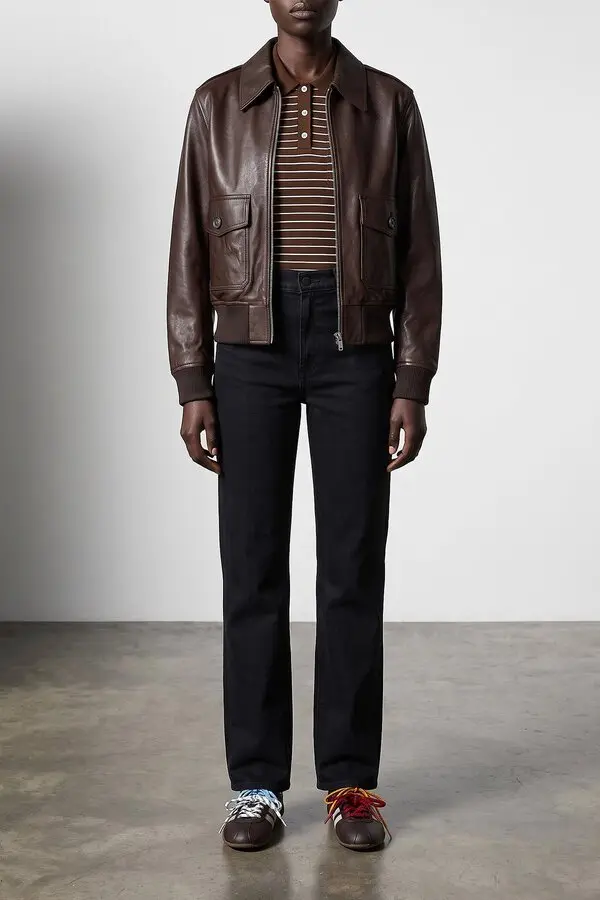 A.p.c. Leather Blouson With Patch Pockets