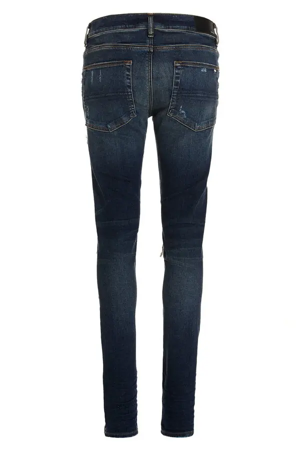 Amiri Mx1 Jeans With Leather Inserts - Blue