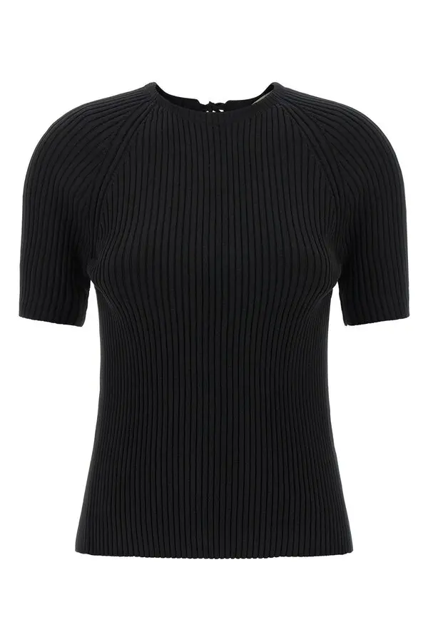 Tory Burch Knitwear 'ribbed Cotton Pullover - Black