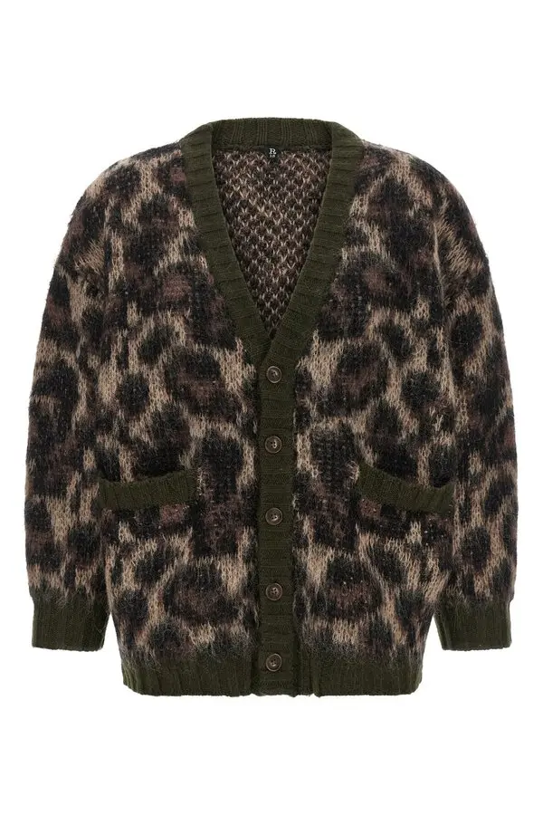 R13 Oversized Animal Print Cardigan - Brown