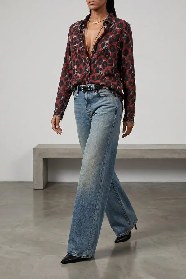 R13 Wide-leg Jeans With Signature Embroidery
