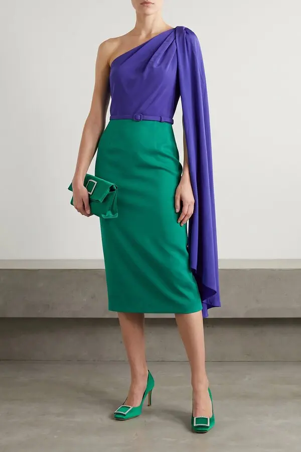 Carolina Herrera Color Block One-shoulder Dress