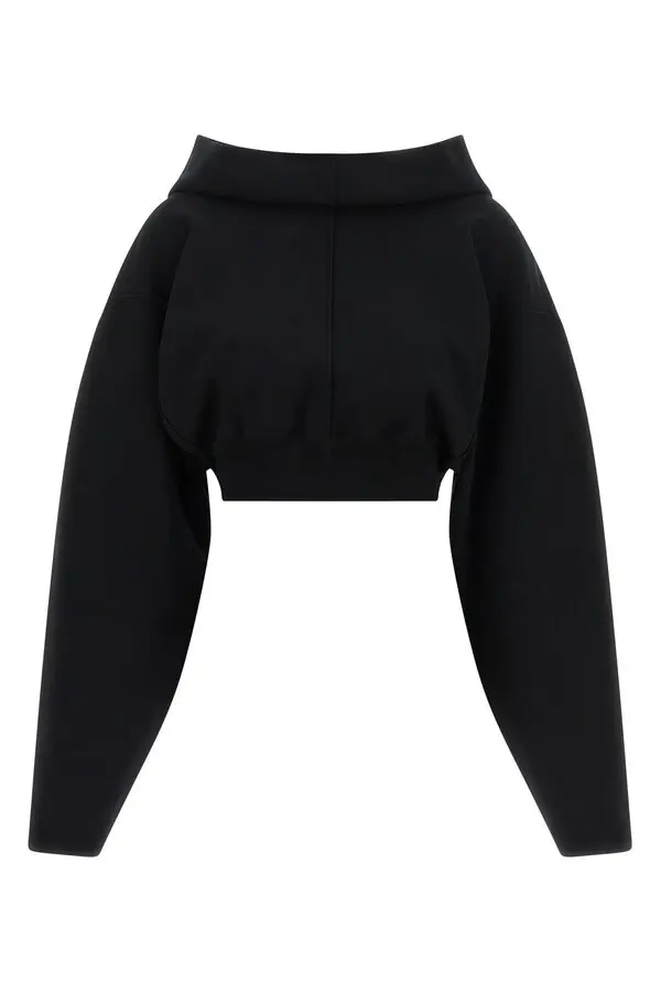 Rick Owens Cropped Hooded Sweatshirt - Black
