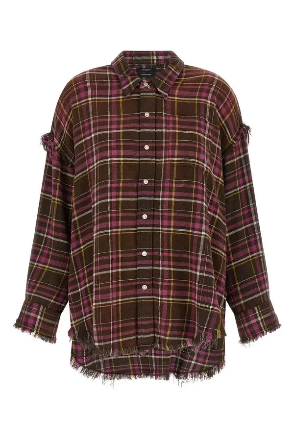 R13 Frayed-seam Plaid Shirt