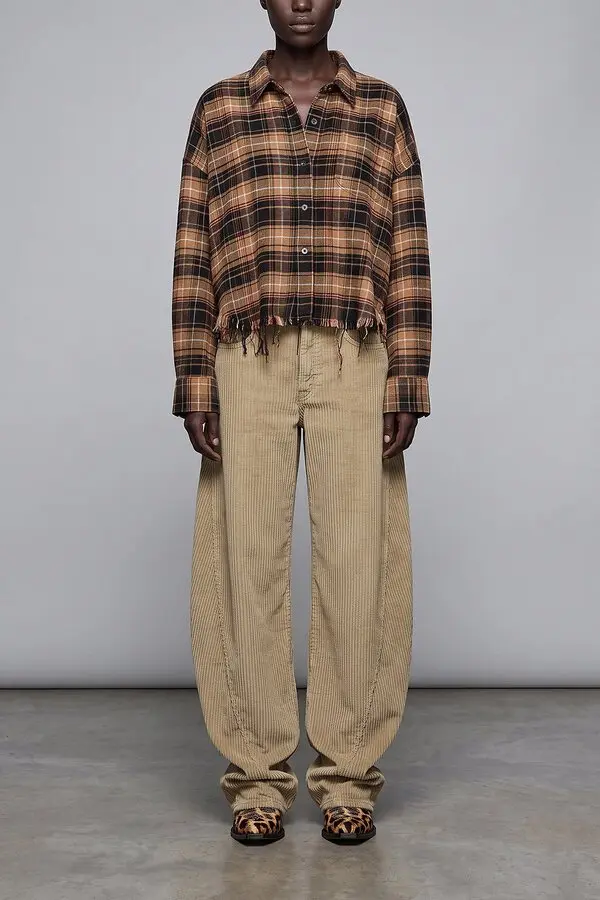 R13 Cropped Shirt With Frayed Hem