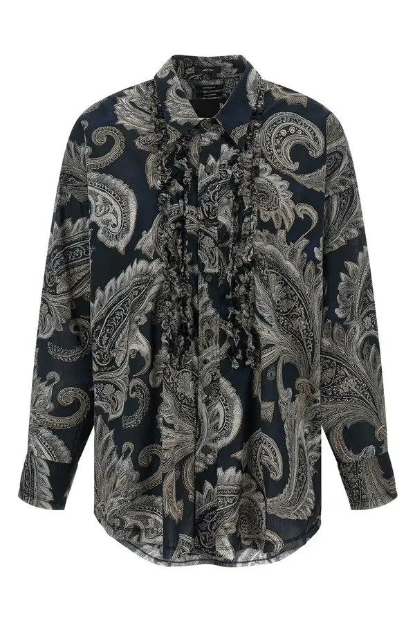 R13 Oversized Shirt With Frayed Edges - Multi