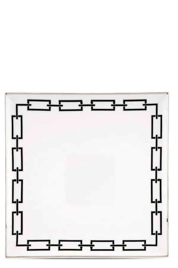 GINORI 1735 Tray 'feeling Quadrato Catene 30x30 - White/black