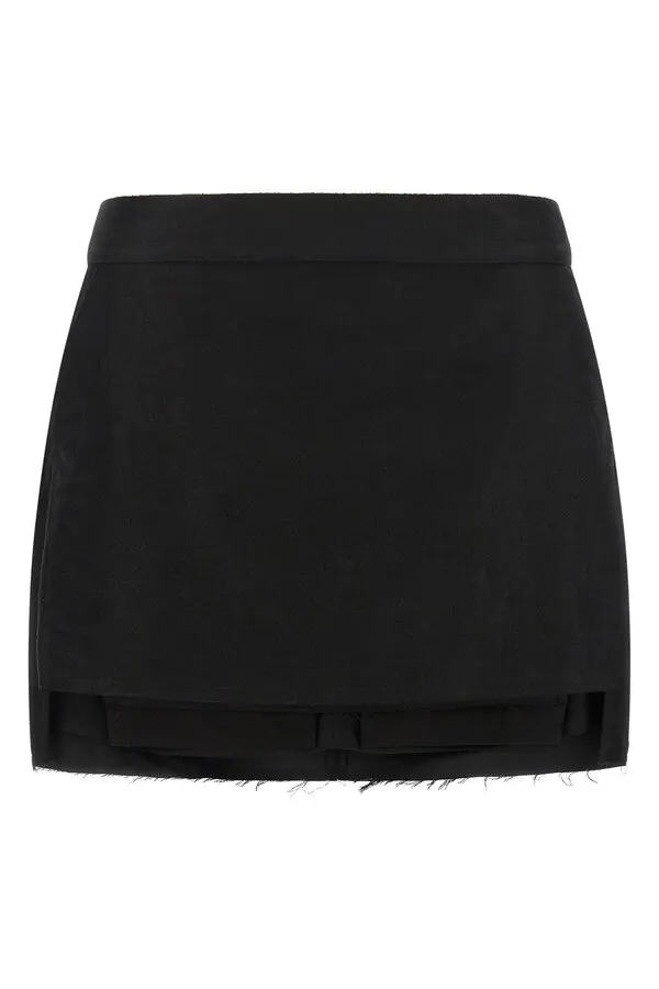 Rick Owens Mini Skirt Raw-cut Hem - Black